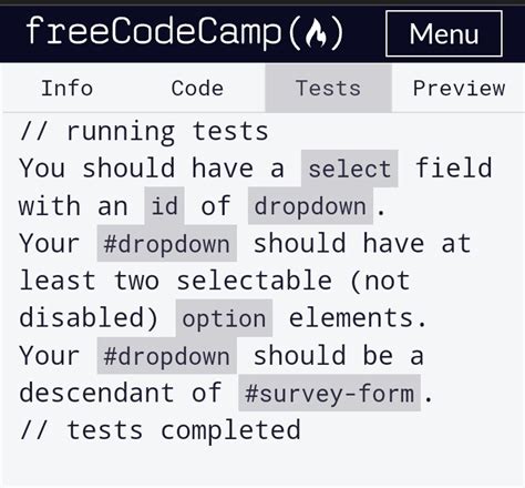 How Do I Know That My Codes Have Passed The Survey Form Requirements Html Css The