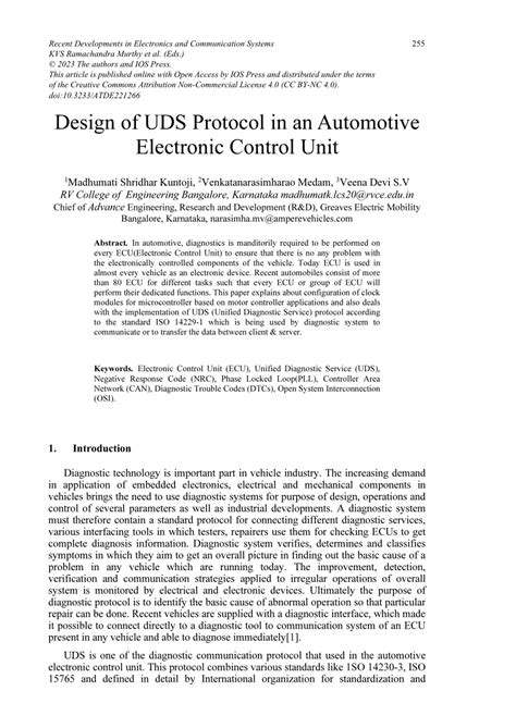 Pdf Design Of Uds Protocol In An Automotive Electronic Control Unit