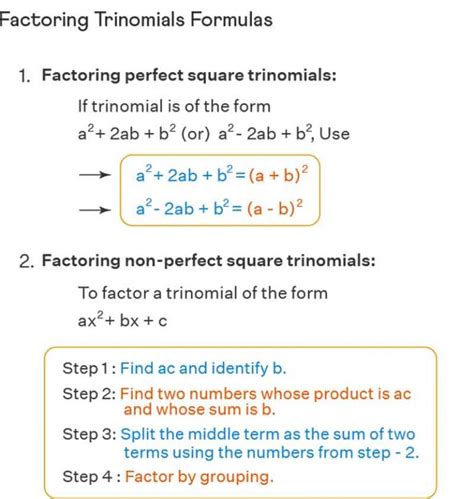 Factoring Trinomials Formula