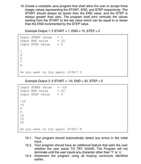 Solved 10 Create A Complete Java Program That Shall Allow