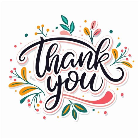 カラフルな花の要素で手描きの感謝カード プレミアムベクター