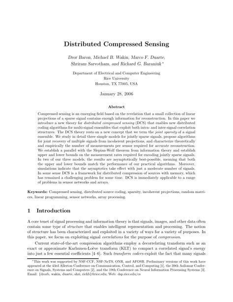 Pdf Distributed Compressed Sensing