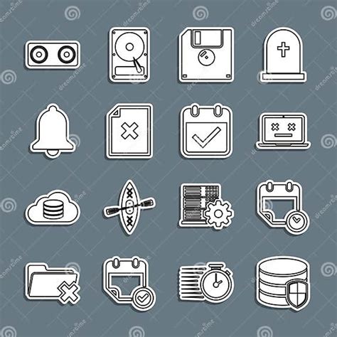 Set Line Database Protection Calendar And Clock Dead Laptop Floppy