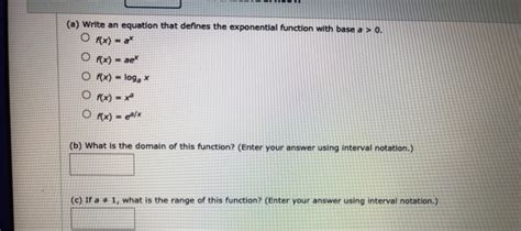 Solved A Write An Equation That Defines The Exponential Chegg