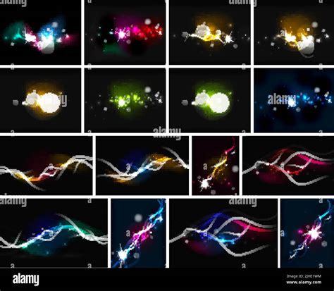 Glowing Lines In The Dark Space Set Of Abstract Backgrounds Modern Hi Tech Futuristic Message