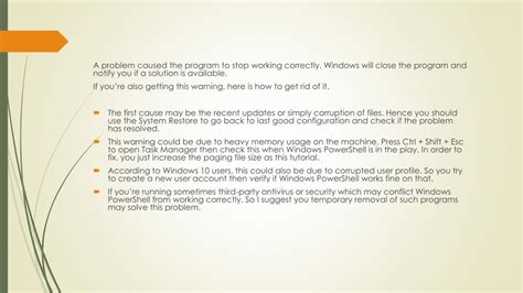 ppt fix powershell has stopped working problem on windows 10
