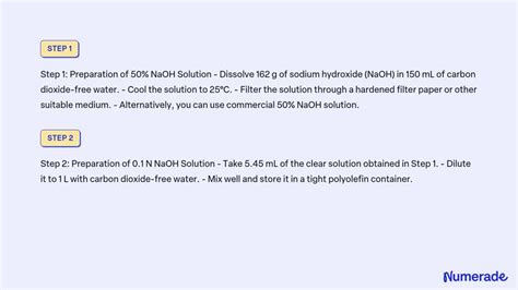 Solved 14 Preparation Of 50 Naoh Solution And Standard Solutions 14