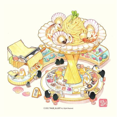 Mỹ Thực🍩🥪에 있는 🩵 Lưu Ly🌹님의 핀 카와이 그림 푸드 아트 캐릭터 일러스트