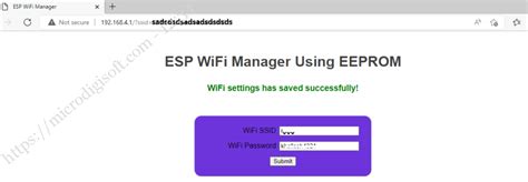 esp32 wifi manager to manage ssid and password using eeprom