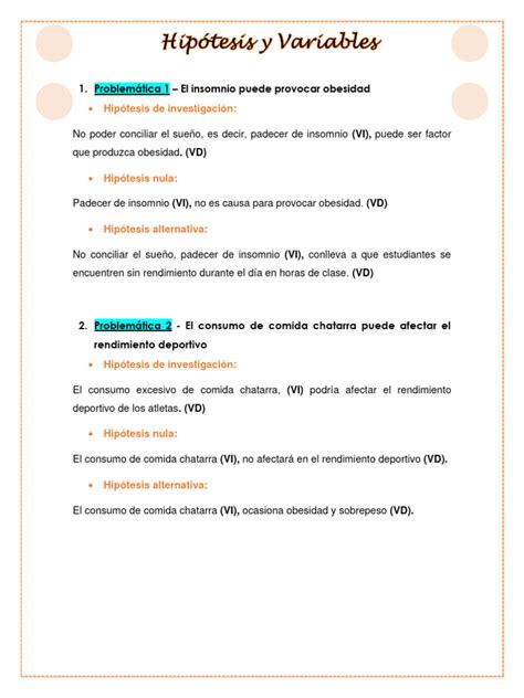 Hipótesis Y Variables Pdf