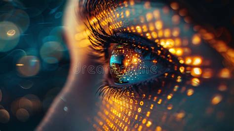 Digital Eye with Futuristic Binary Code Reflection Stock Image - Image ...