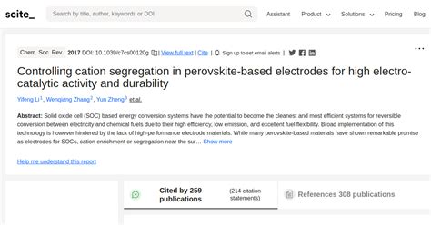 Citation Report Controlling Cation Segregation In Perovskite Based Electrodes For High Electro
