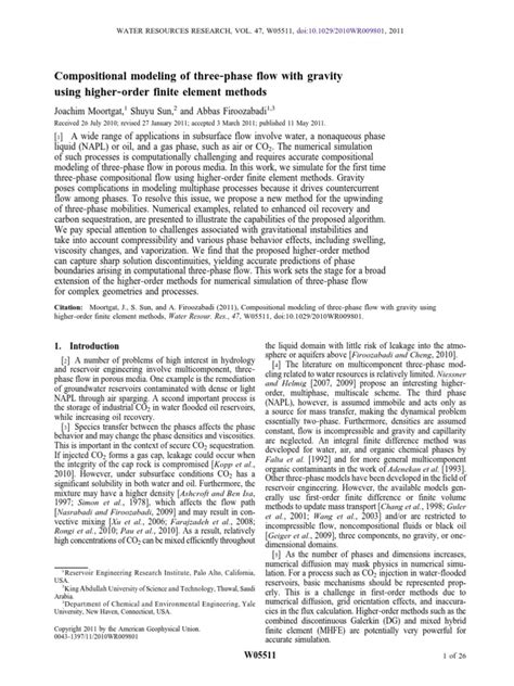 Compositional Modeling Of Three Phase Flow With Gravity Using Higher Order Finite Element