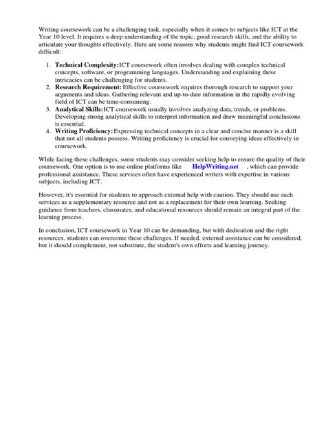 Ict Year 10 Coursework Pdf Educational Technology Internet
