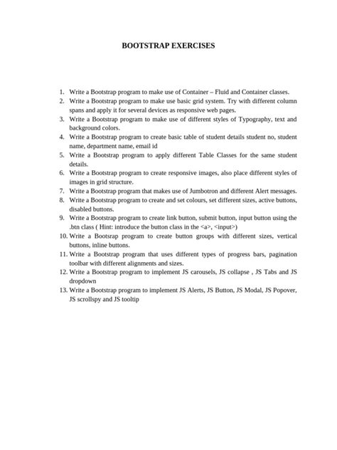 Bootstrap Exercises For Record Pdf