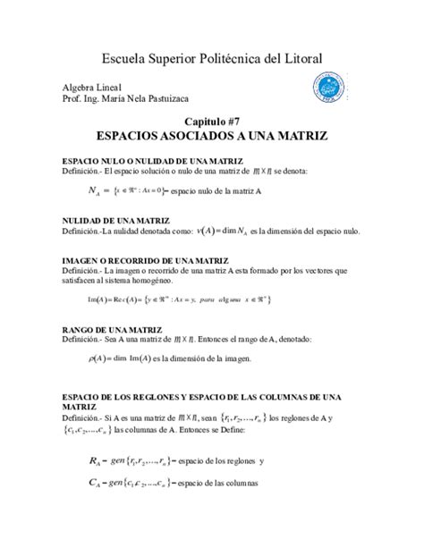 Doc Espacios Asociados A Una Matriz