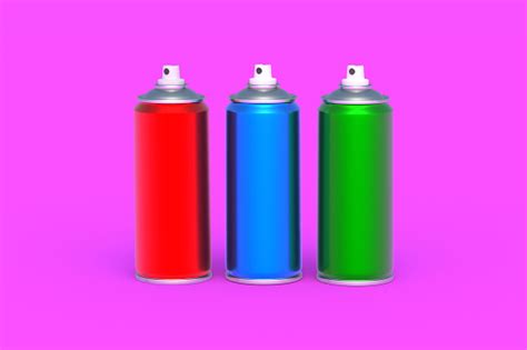 스프레이 페인트의 세 가지 금속 캔 헤어 스프레이 또는 래커 소독제 분무기 개조 장비 에어로졸 용기의 가스 거리 예술을위한 도구 3d 렌더링 캔에 대한 스톡 사진 및 기타