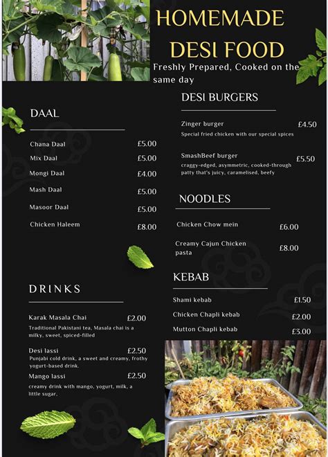 Menu At Homemade Desi Food Restaurant Birmingham
