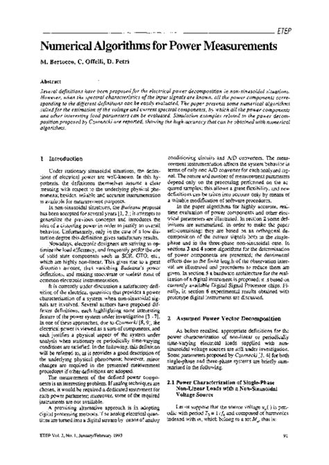 pdf numerical algorithms for power measurement