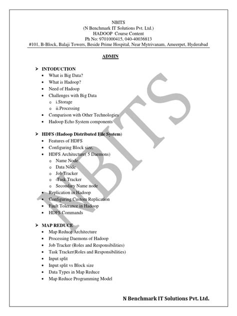 Hadoop Training In Hyderabad Pdf No Sql Apache Hadoop