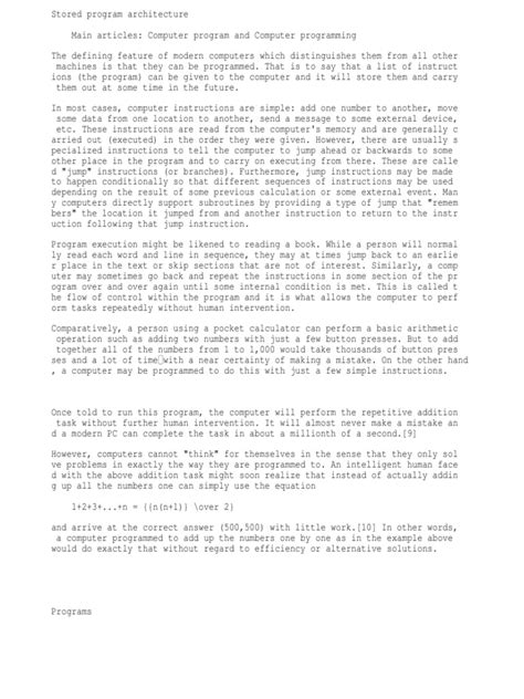 Stored Program Architecture Pdf Central Processing Unit Software Stored Program Architecture Pdf Central Processing Unit Software