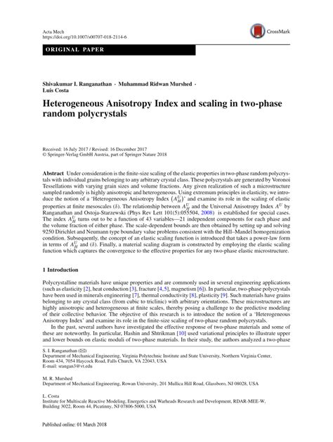 Pdf Heterogeneous Anisotropy Index And Scaling In Two Phase Random