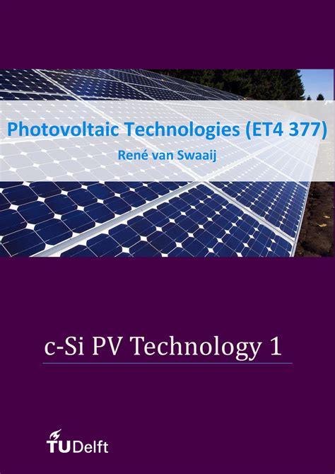 C Si PV Technology Lecture Notes For The First Chapter C Si PV Technology Photovoltaic