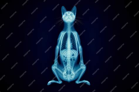 Premium Photo Xray Of A Cat Full Body Blue Tone Radiograph On A Black Background