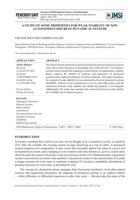 PDF A Study On Some Properties For Weak Stability Of Non Autonomous Discrete Dynamical Systems