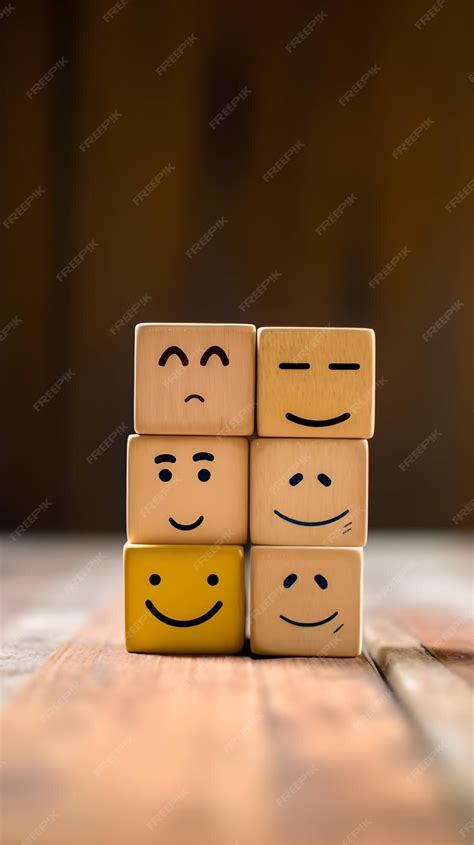 Premium Photo A Stack Of Wooden Blocks With Smiley Faces
