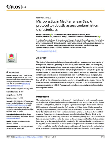 Pdf Microplastics In Mediterranean Sea A Protocol To Robustly Assess
