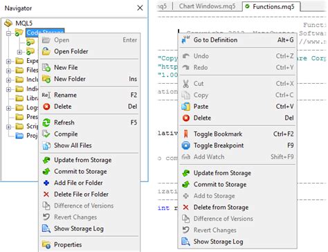 Working With Storage Projects And Mql5 Storage Metaeditor Help