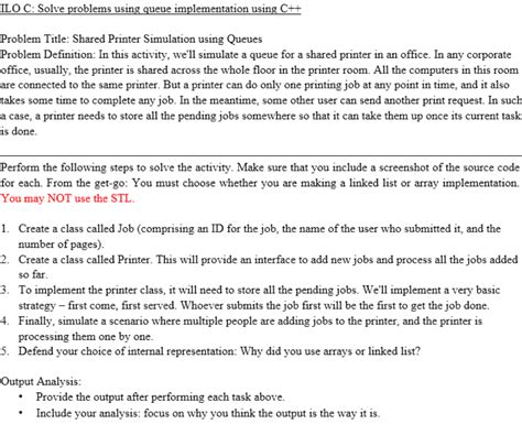 Solved Problem Title Shared Printer Simulation Using Queues