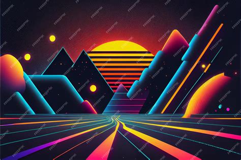 Premium Ai Image Abstract Landscape Background With Classic Retro