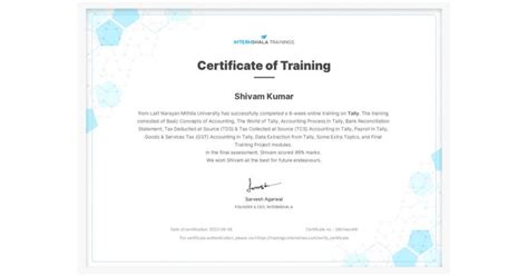 Shivam Kumar On Linkedin Successfully Completed The Tally Training From Internshala Trainings