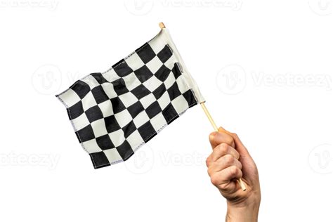 AI Generated Hand Holding A Checkered Flag Isolated On Transparent Background PNG
