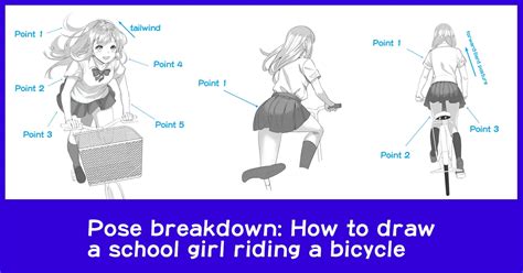 Pose Breakdown How To Draw A School Girl Riding A Bicycle Anime Art