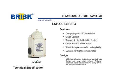 Standard Oil Tight Limit Switch Lsps O At ₹ 882 Piece Dadar West Mumbai Id 9638712130