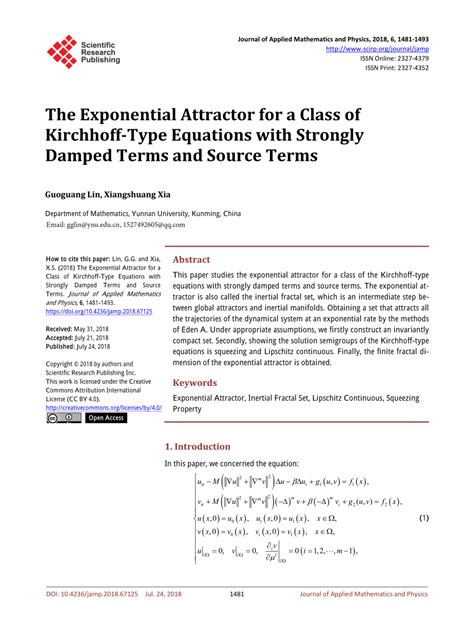 Pdf The Exponential Attractor For A Class Of Kirchhoff Type Equations