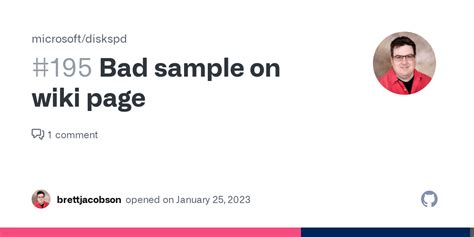 Bad Sample On Wiki Page · Issue 195 · Microsoftdiskspd · Github