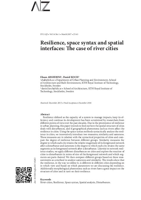 Pdf Resilience Space Syntax And Spatial Interfaces The Case Of River Cities