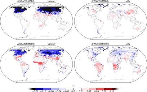Difference In White Sky Albedo WSA Between The Two Versions Of MODIS Download Scientific
