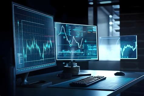 Forex Chart Hologram On Table With Computer Background Financial Concept Generative Ai Stock