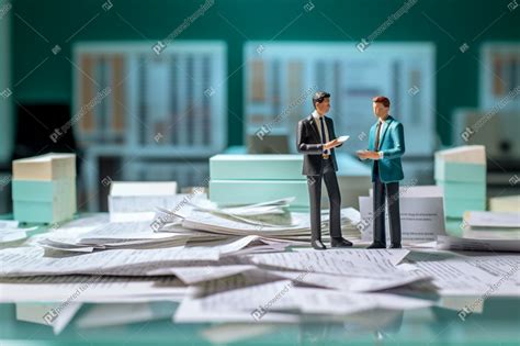 Blurred Tilt Shift Photo Two Businessmen Collaborating On Table With