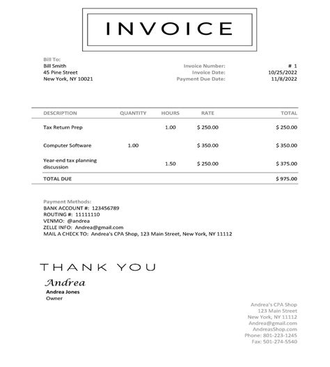 Simple Excel Invoice Template With Macros 4 Etsy