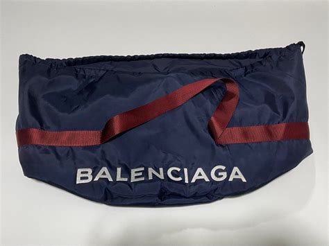 Balenciaga Nylon Wheel Logo Bag Bleu Mens Fashion Bags Sling Bags