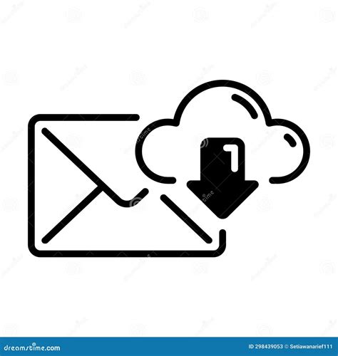 email icon and down arrow cloud in line style with downloading messages