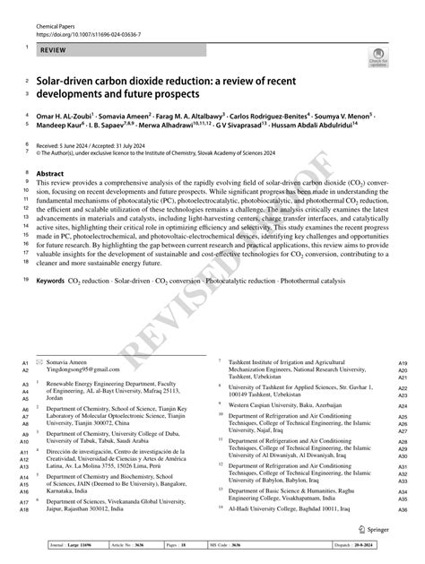 Pdf Solar Driven Carbon Dioxide Reduction A Review Of Recent Developments And Future Prospects