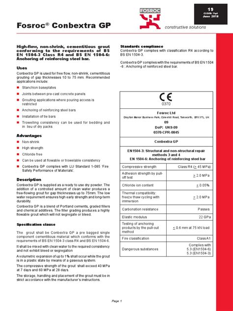 Gb Grout Pdf Concrete Youngs Modulus