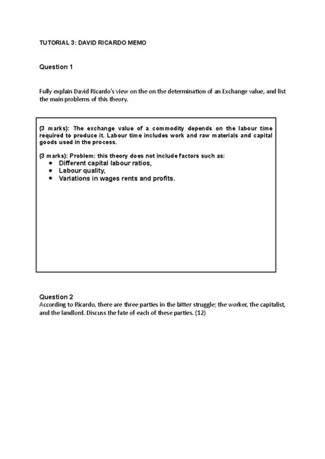 Economics 2C Tut 3 Memo It It To Guide Babes On The Structures Of Questions In The Module